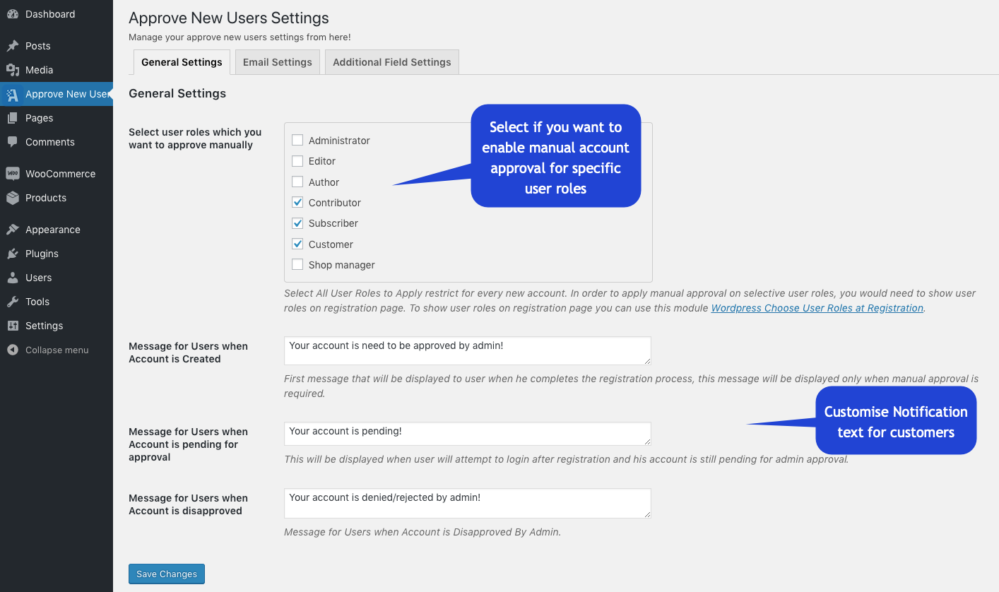 WordPress & WooCommerce Approve New User Registration Plugin by Addify